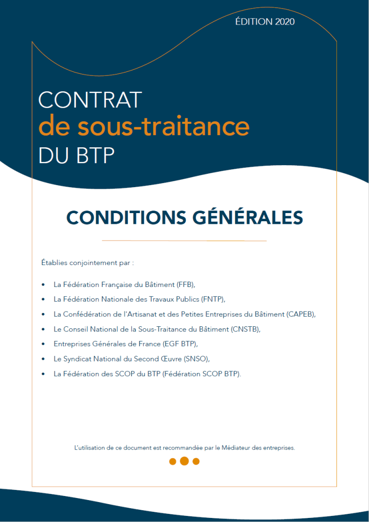 Contrat de sous-traitance et boîte à outils - Fédération Nationale des Travaux Publics (FNTP)